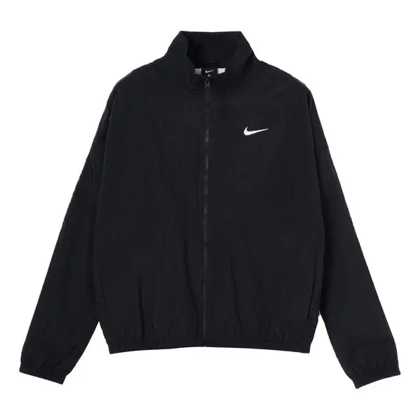 Nike Stand Collar Logo Print Jacket - Black