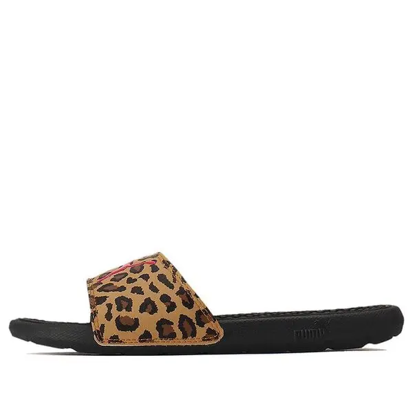 PUMA Cool Cat Sports Leopard Print Slides - Black