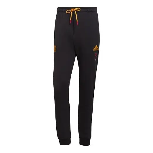 Adidas Mufc Cny Pnt Limited Embroidered Manchester United Soccer/football Bundle Feet Sports Pants - Black