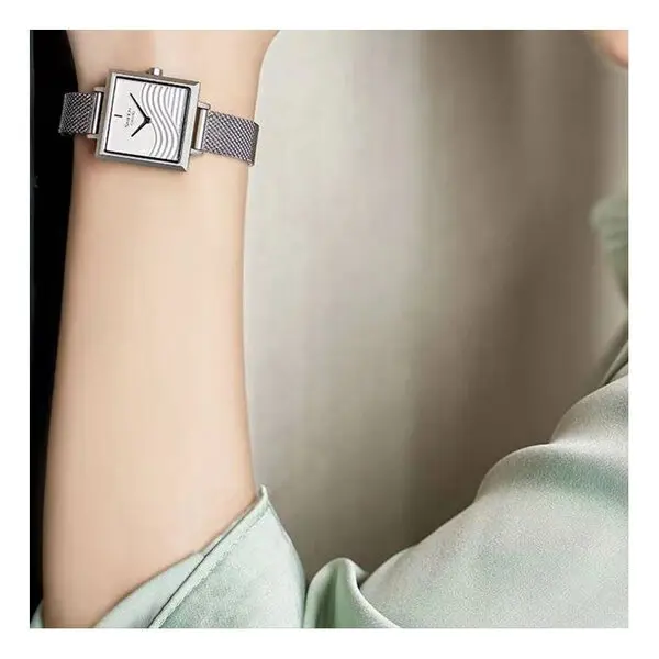 Casio Sheen Analog Watch With Metallic Knitted Strap - Creamsilver