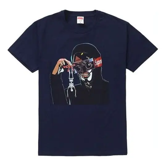 Supreme Ss19 Creeper Tee Navy Frankenstein Printing Short Sleeve Navy - Blue
