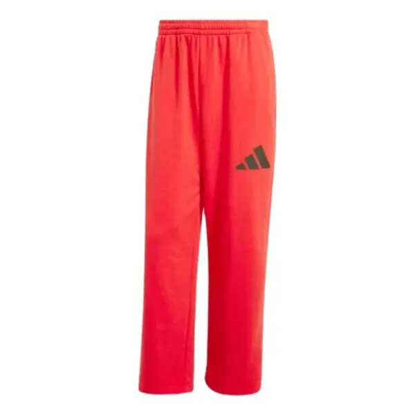 Adidas Essentials Wide Leg 3 Bar Logo Pants Asia Sizing - Red