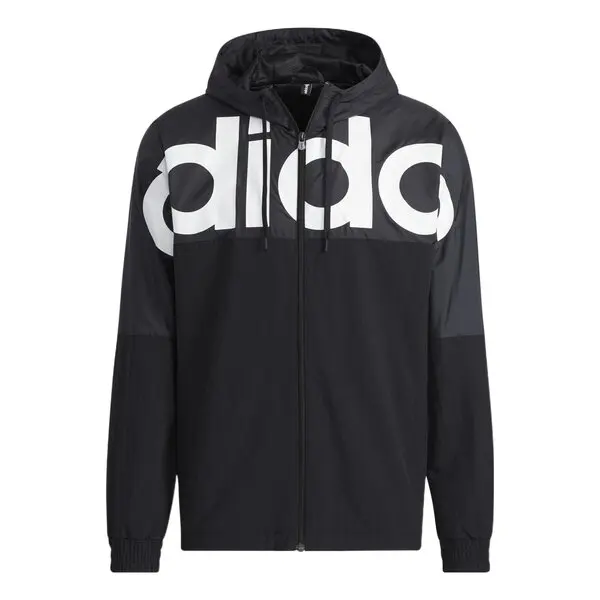 Adidas Large Logo Contrast Stitching Hooded Jacket - Default Color