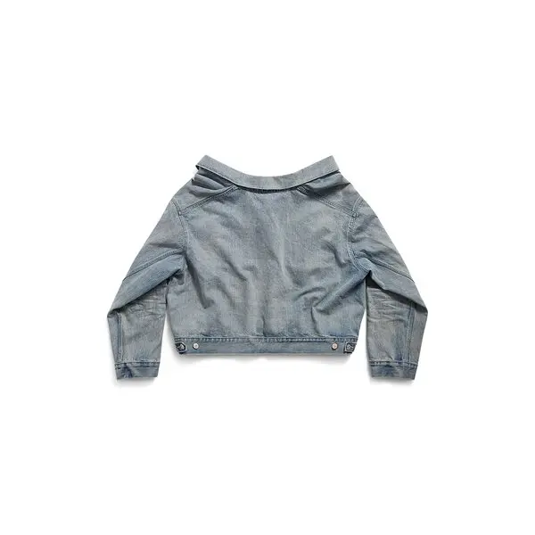 Balenciaga Off Shoulder Denim Jacket - Light Blue