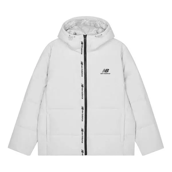 NEW BALANCE Logo Print Down Jacket - White/black