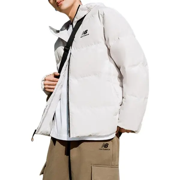 NEW BALANCE Logo Print Down Jacket - White/black