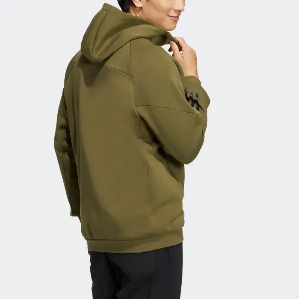 Adidas Knit Full-zip Hooded Jacket With Logo