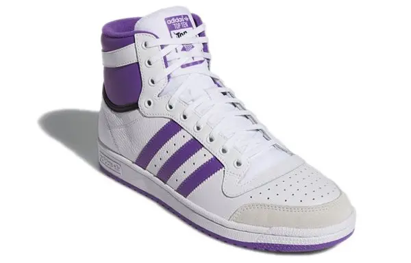 Adidas Top Ten High Top Sneakers - White/purple