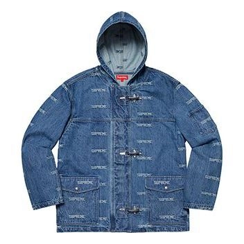 Supreme Logo Denim Turnout Jacket - Blue