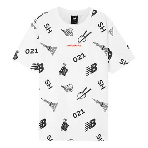 NEW BALANCE Printed Round Neck T-shirt - White