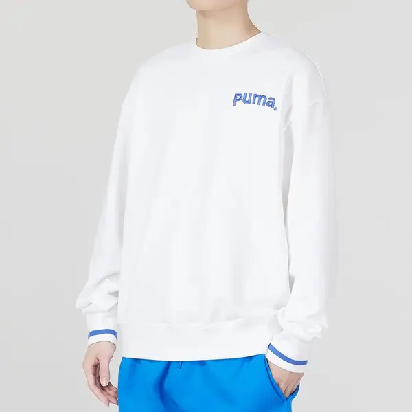 PUMA Team Crew Tr Logo Long Sleeve Sweater - White