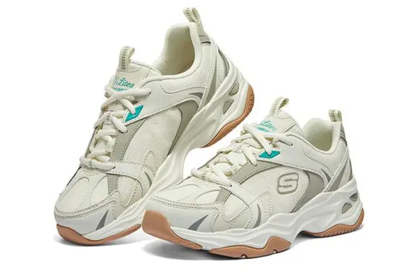 Sketchers D'lites 4.0 Athletic Shoes - White/grey