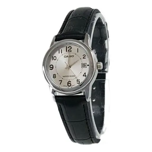 Casio Analog Quartz Leather Strap Watch - Silver