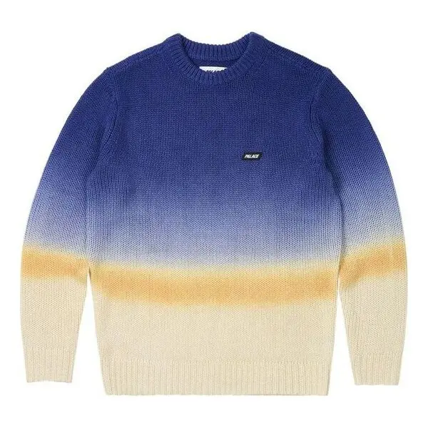 PALACE Gradient Dye Rib Knit Pullover - Blue