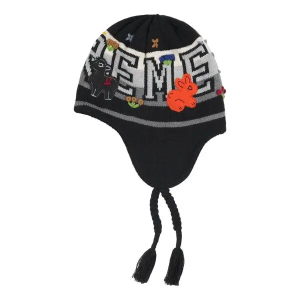 Supreme Fw25 Felt Appliqué Earflap Beanie - Black