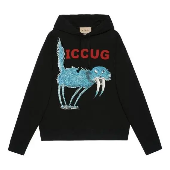 Gucci X Freya Hartas Animal Print Drawstring Hoodie - Black