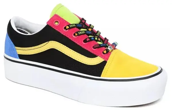 VANS Old Skool Platform Embellished Sneakers - Black/yellow/red