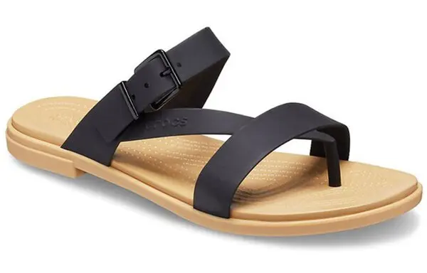 CROCS Flat Sandals With Buckled Strap - Black/brown