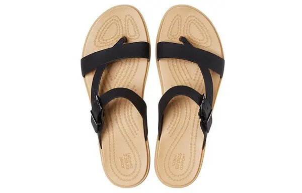 CROCS Flat Sandals With Buckled Strap - Black/brown