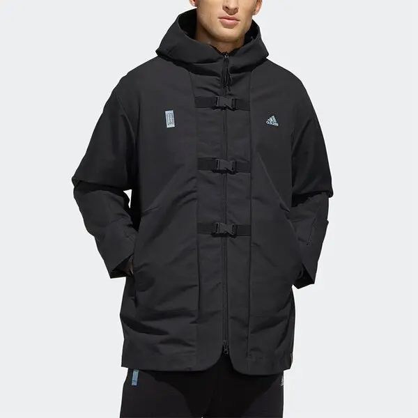 Adidas Loose Fit Casual Jacket With Buckle Detail - Black