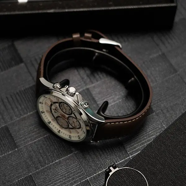 Casio Analog Watch With Leather Strap