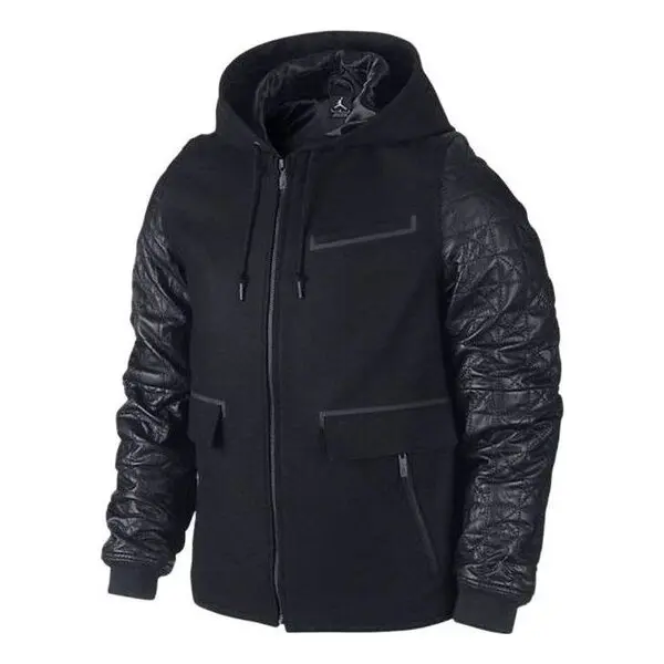 JORDAN Xi Leather Letterman Jacket - Black