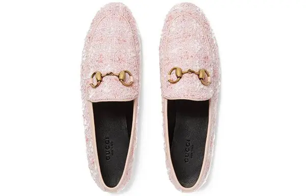 Gucci Jordaan Tweed Loafers - Pink