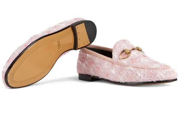 Gucci Jordaan Tweed Loafers - Pink