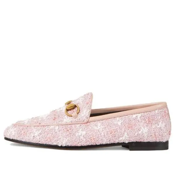 Gucci Jordaan Tweed Loafers - Pink