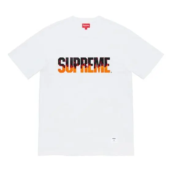 Supreme Fw19 Week 1 Flame Ss Top Logo Tee - White