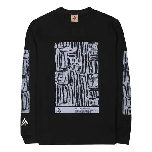 Nike Waffle Long Sleeve Shirt With Graphic Print - Black
