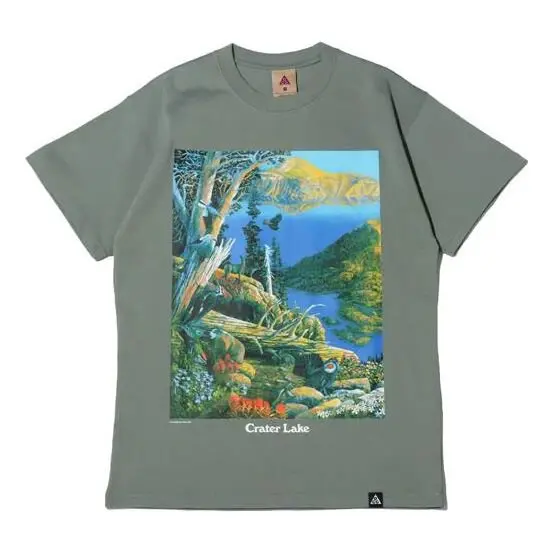 Nike X Crater Lake Sports Printing Pattern Round Collar Male - Green