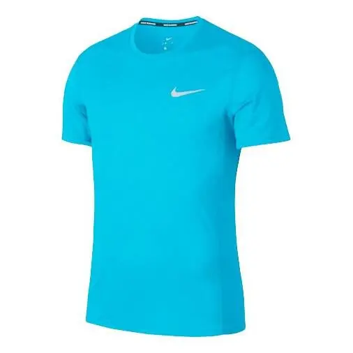 Nike Mylar Short Sleeve Running Top - Blue