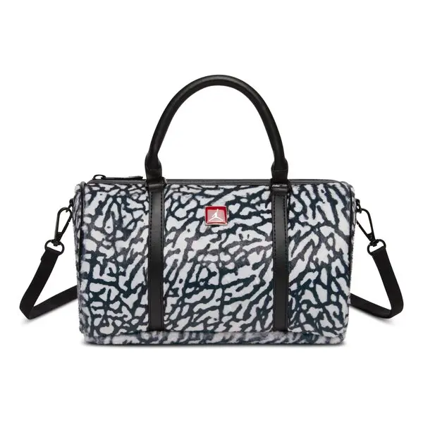 JORDAN Faux Fur Duffle Bag - White/black