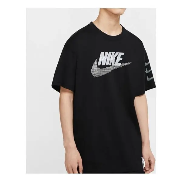 Nike Retro Pattern Printing T-shirt - Black