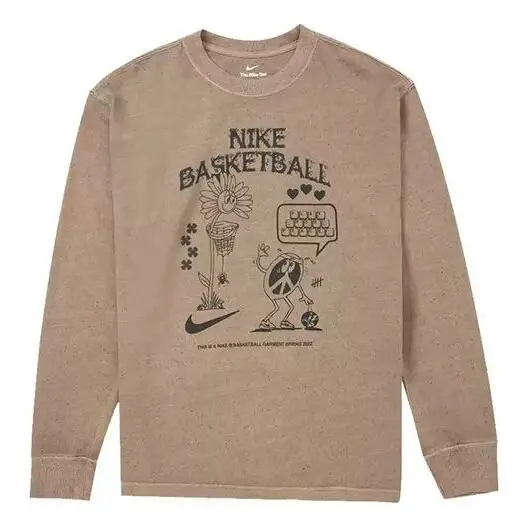Nike Printing Loose Sports Long Sleeves Brown T-shirt - Default Color