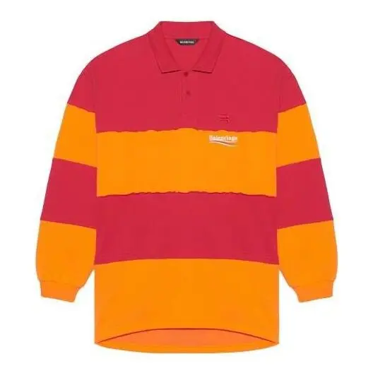 Balenciaga Long Sleeve Cut Up Polo 'raspberry Fluo Orange - Raspberry/fluo Orange