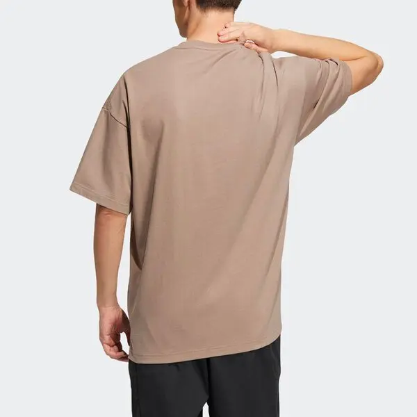 Adidas Solid Color Logo Round Neck Sports Short Sleeve Gray Brown T-shirt - Multi-color