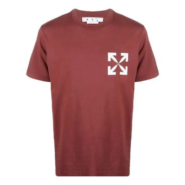 Off-White Ss22 Logo Printing Round Neck Short Sleeve Version Brick Red T-shirt - Barolo/white
