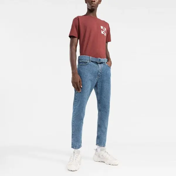 Off-White Ss22 Logo Printing Round Neck Short Sleeve Version Brick Red T-shirt