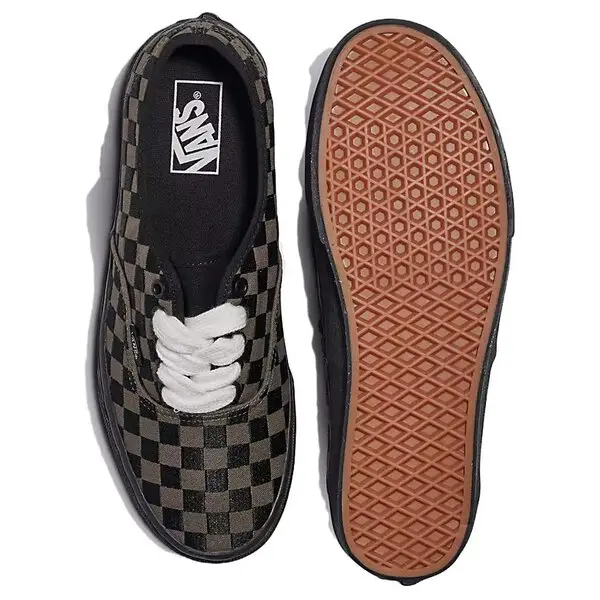 VANS Authentic Embroidered Checkerboard Sneakers - Black