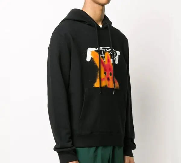 Off-White Pivot Fish" Graphic Print Hoodie