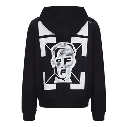 Off-White Pivot Fish" Graphic Print Hoodie - Black