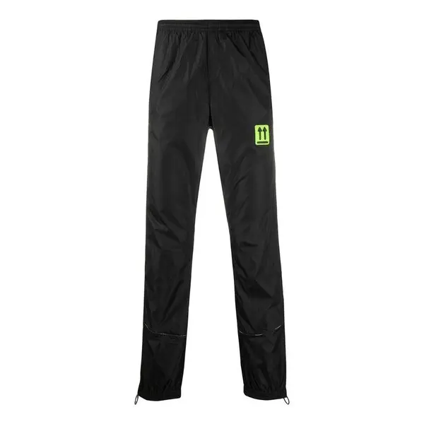 Off-White Ss22 Solid Color Label Elastic Waistband Sports Pants/trousers/joggers Version - Black