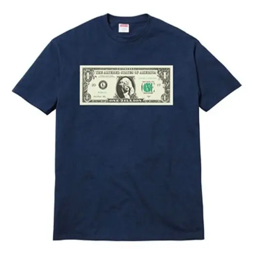 Supreme Fw17 Dollar Tee Printing Round Neck Short Sleeve Blue - Navy