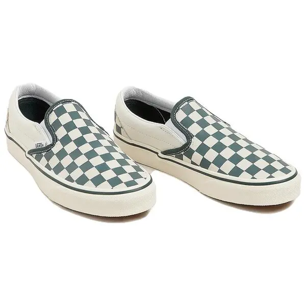 VANS Classic Slip-on Checkerboard Shoes - Green/white