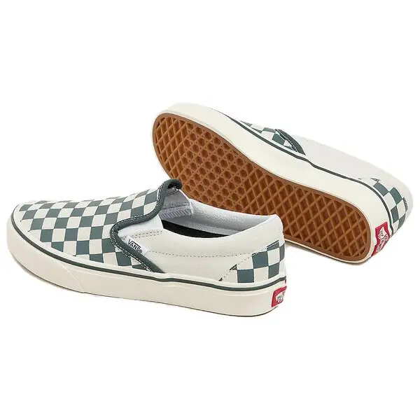VANS Classic Slip-on Checkerboard Shoes - Green/white