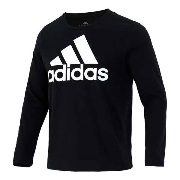 Adidas Long Sleeve Loose Fit T-shirt With Large Logo - Black