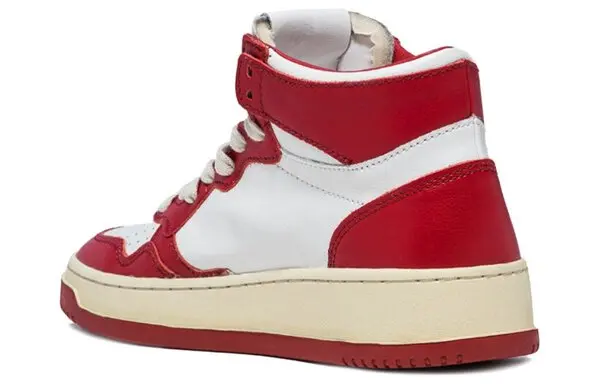AUTRY Medalist Mid Leather High Top Sneakers - White/red