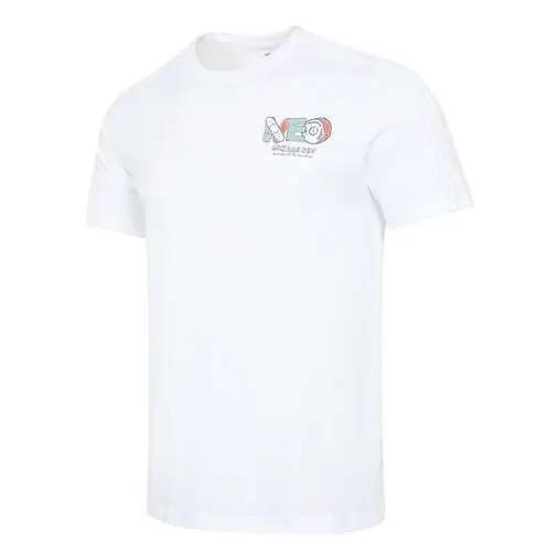 Adidas Neo Printing Sports Round Neck Short Sleeve - White